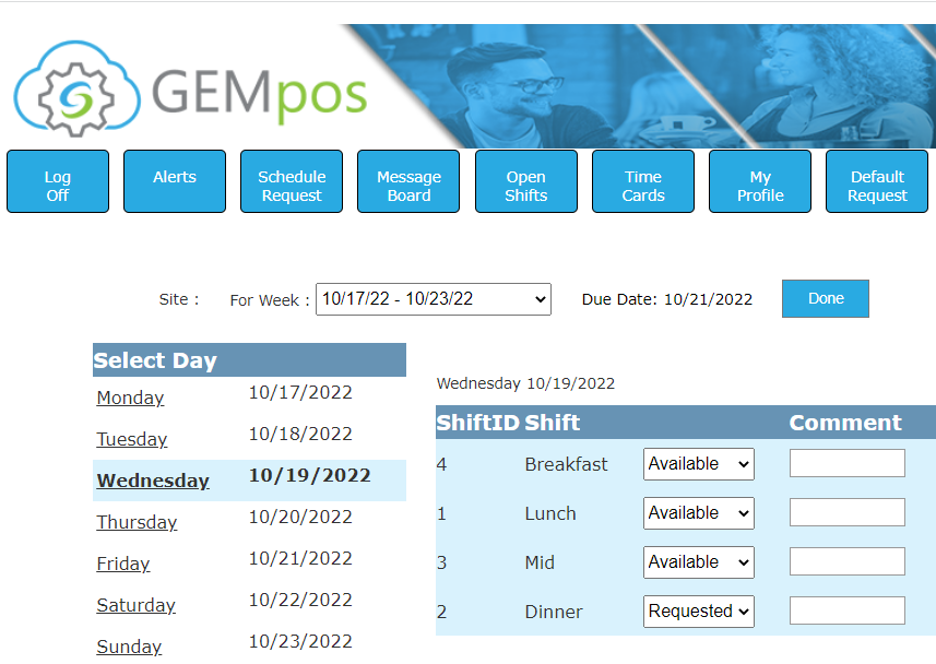 GEMpos Scheduling