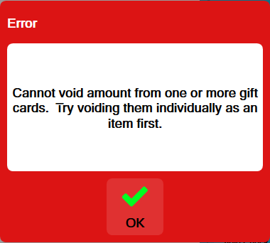 Voiding a gift card