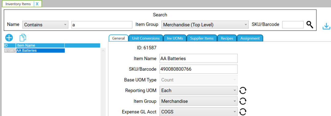 Adding/Editing Inventory Items