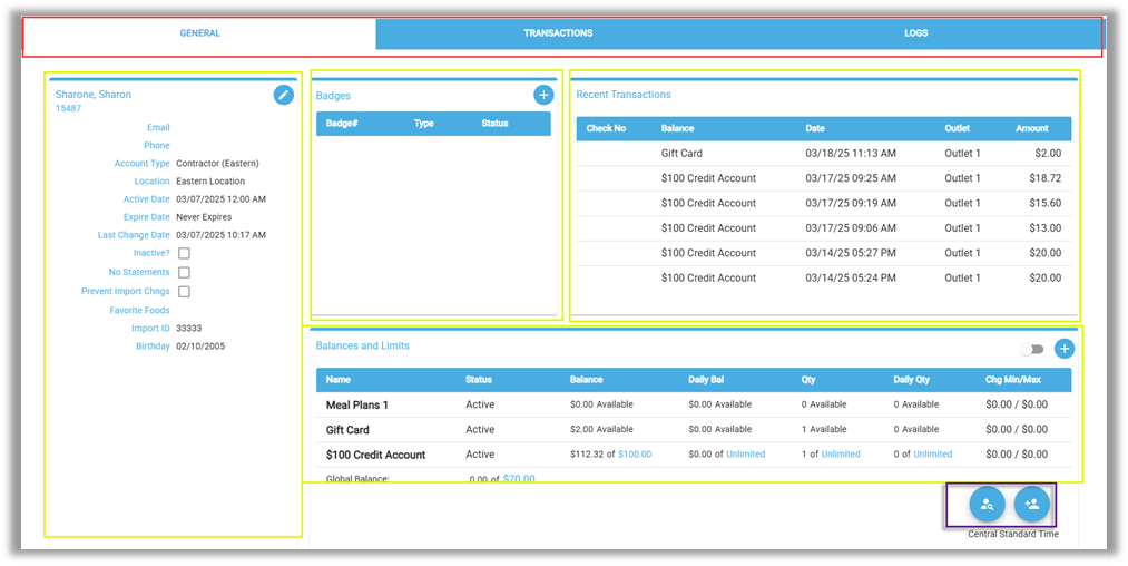 GEMpay 5: Account Main Screen